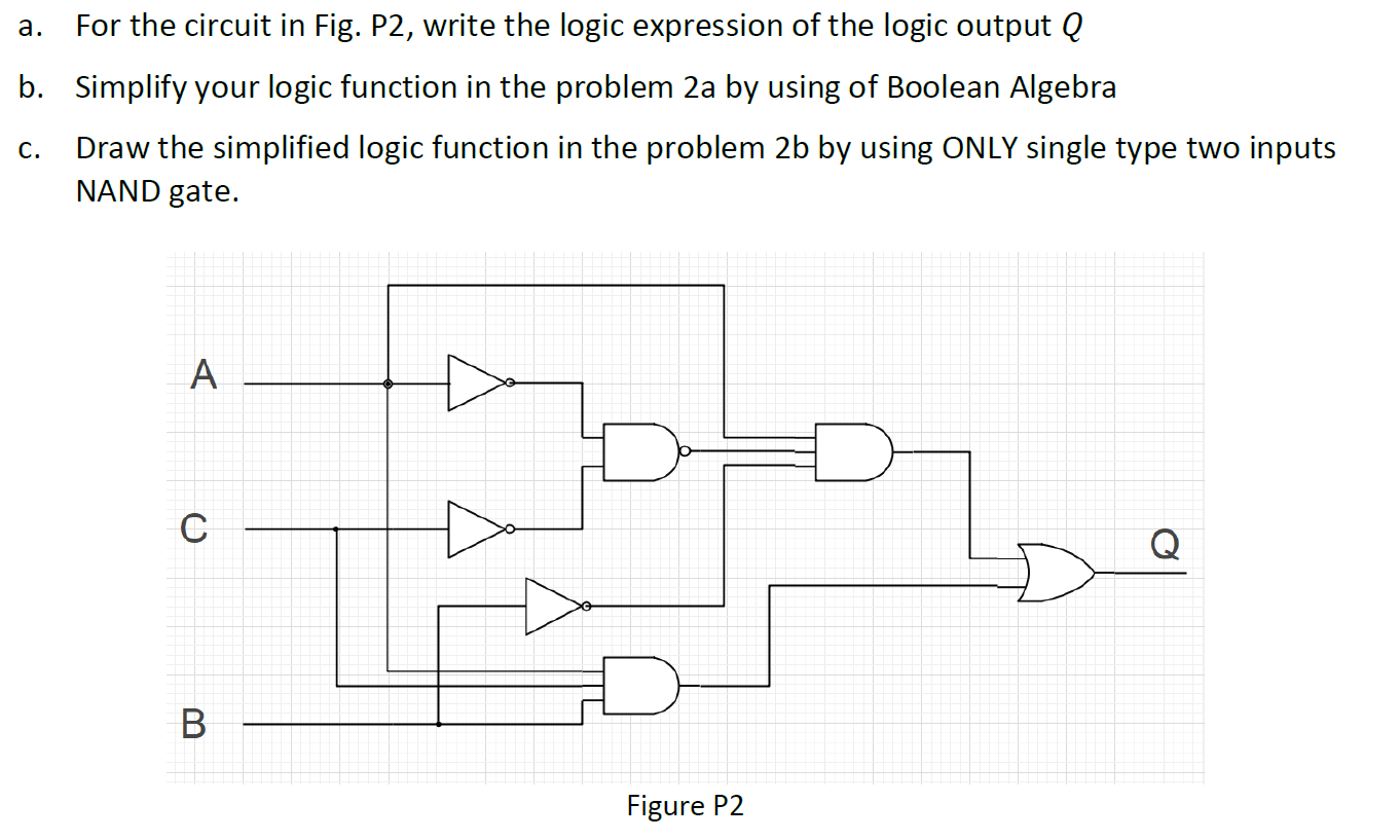 Solved a. For the circuit in Fig. P2, write the logic | Chegg.com