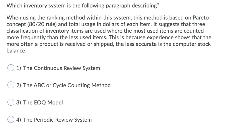 Solved Which inventory system is the following paragraph | Chegg.com