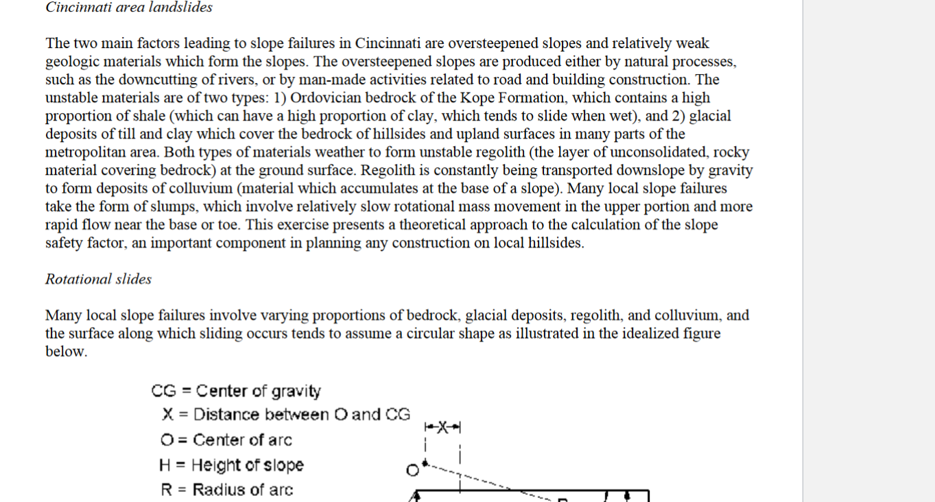 Solved Cincinnati area landslides The two main factors | Chegg.com