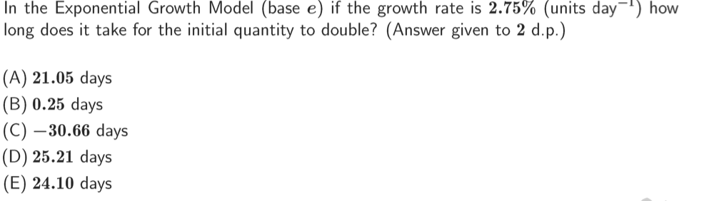 Solved In the Exponential Growth Model (base e ) if the | Chegg.com