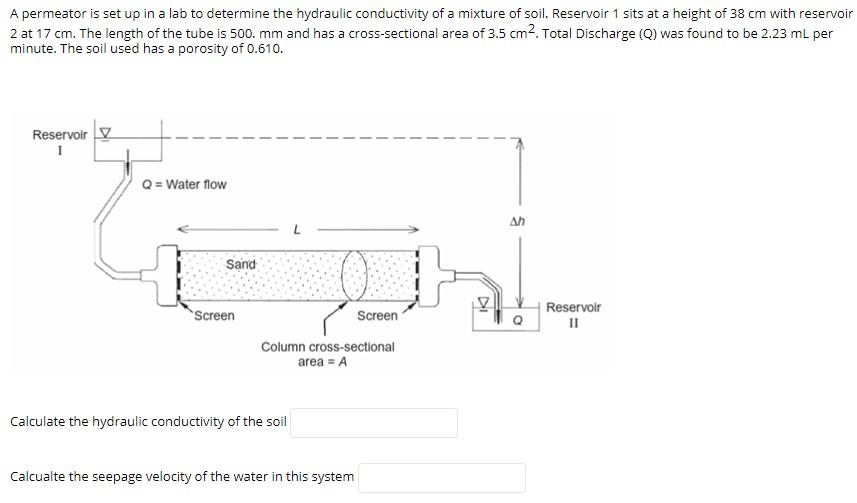 Solved A permeator is set up in a lab to determine the | Chegg.com