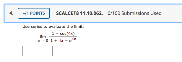 Solved -/1 POINTS SCALCET8 11.10.057.0/100 Submissions Used | Chegg.com