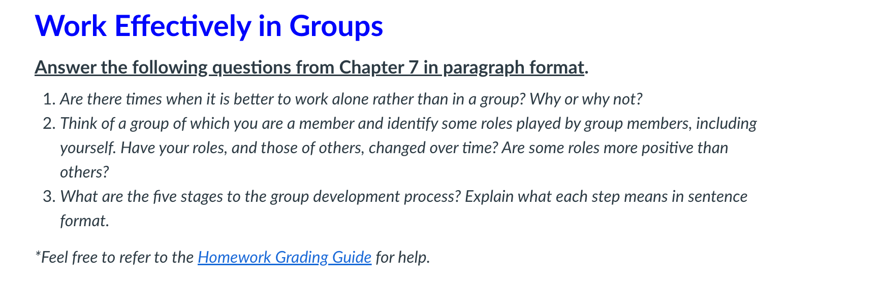 Solved Work Effectively in Groups Answer the following | Chegg.com