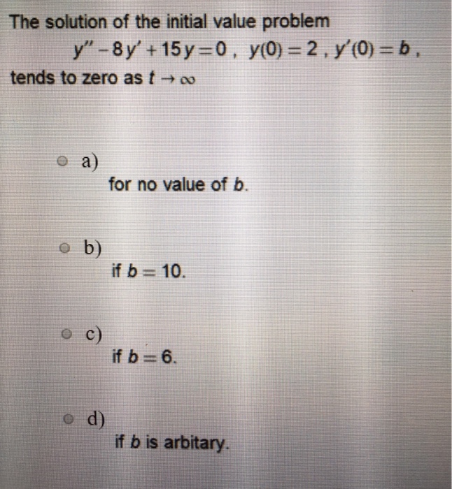 Solved The solution of the initial value problem y"-8y, + | Chegg.com