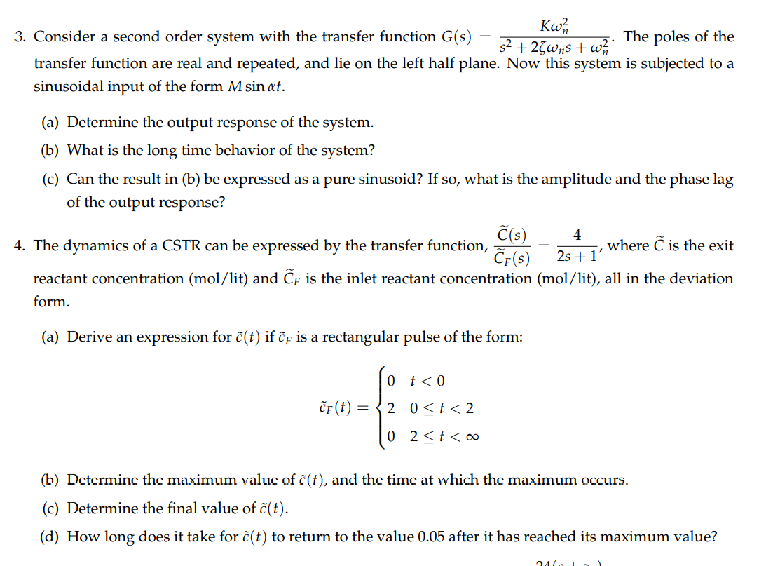 Solved Consider a second order system with the transfer | Chegg.com