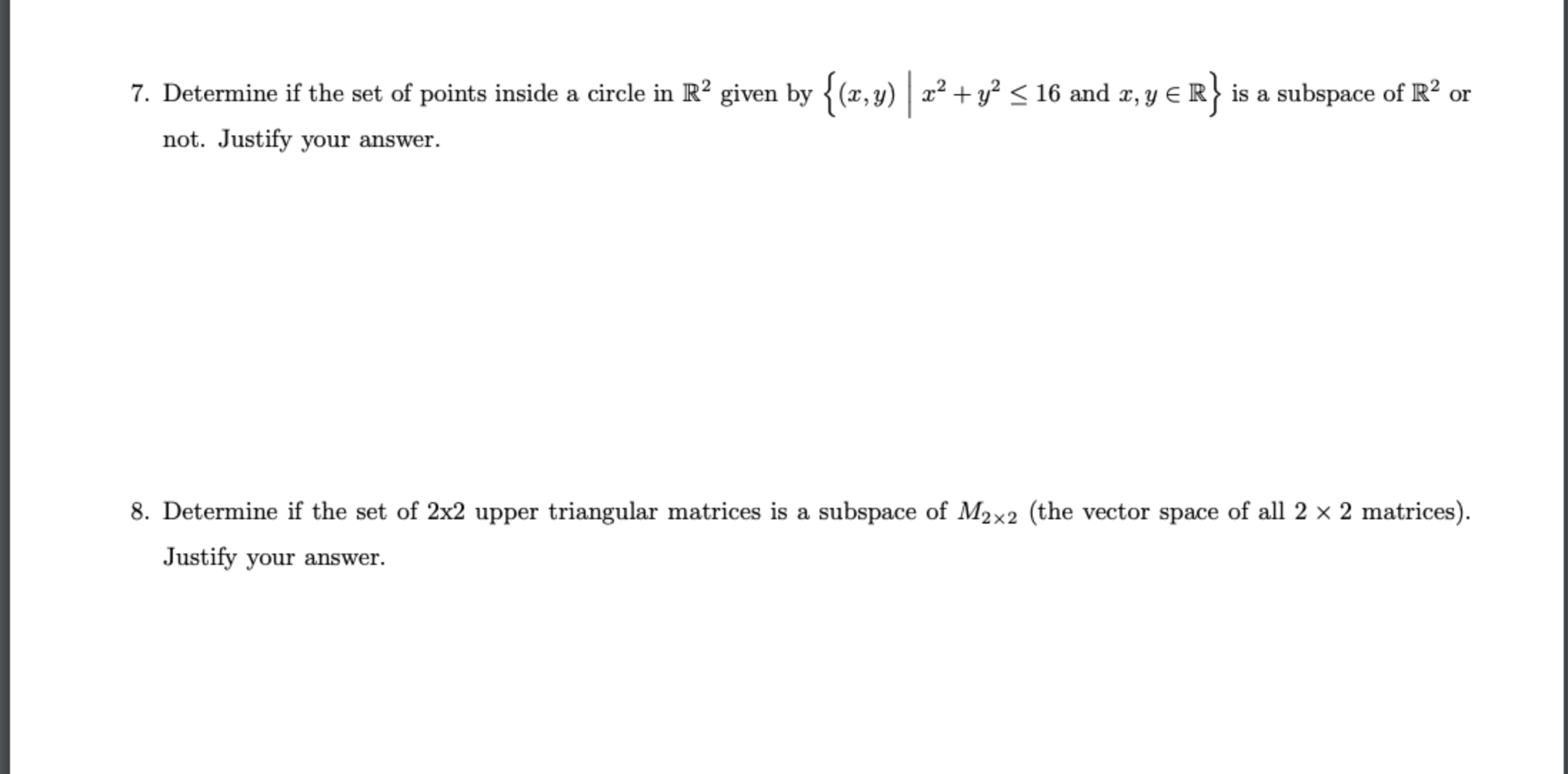Solved Determine if the set of points inside a circle in R2 | Chegg.com