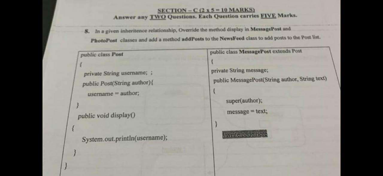 Solved SECTION -C ( 25 10 MARKS) Answer any TWO Questions. | Chegg.com
