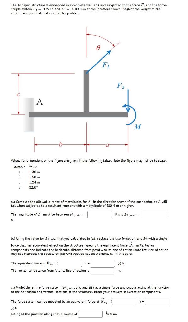 Solved The T-shaped structure is embedded in a concrete wall | Chegg.com