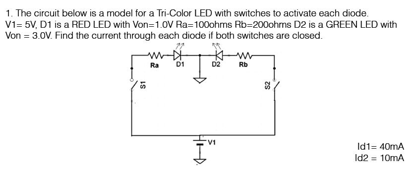 Solved The circuit below is a model for a Tri-Color LED with | Chegg.com