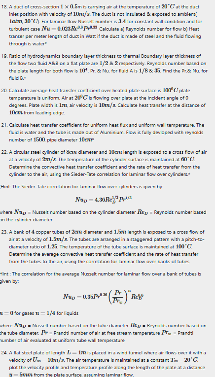 Solved 18. A duct of cross-section 1×0.5 m is carrying air | Chegg.com
