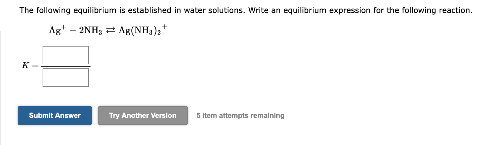 Solved Write an equilibrium expression for the following | Chegg.com