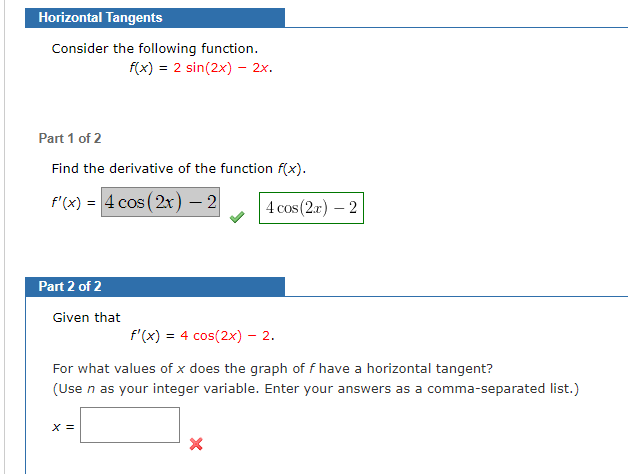 Solved Consider the following function. f(x)=2sin(2x)−2x | Chegg.com