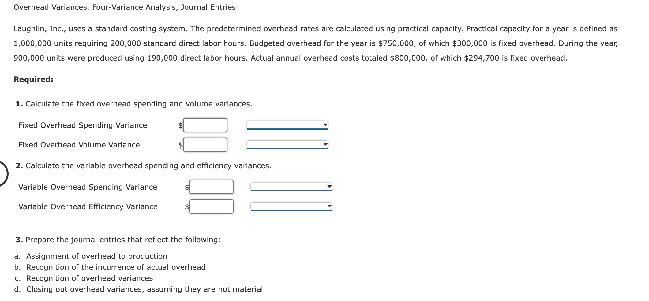 Solved Overhead Variances, Four-Variance Analysis, Journal | Chegg.com