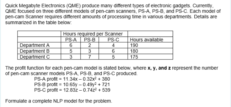Solved Quick Megabyte Electronics (QME) produce many | Chegg.com