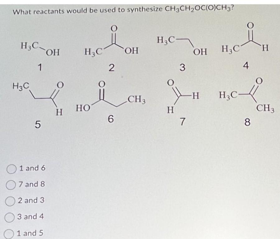 Solved What reactants would be used to synthesize | Chegg.com
