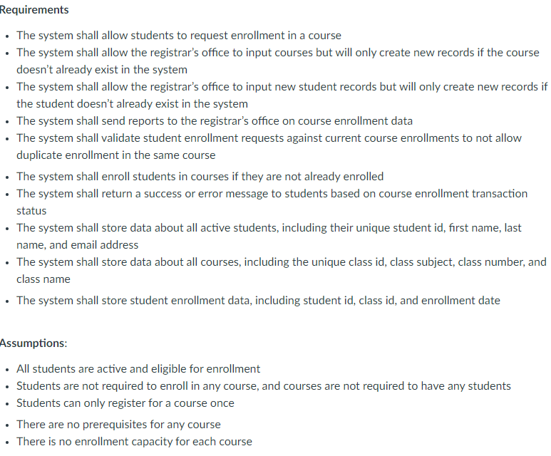 - The system shall allow students to request | Chegg.com