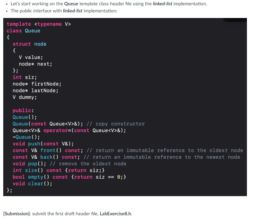 Solved Lets Start Working On The Queue Template Class 