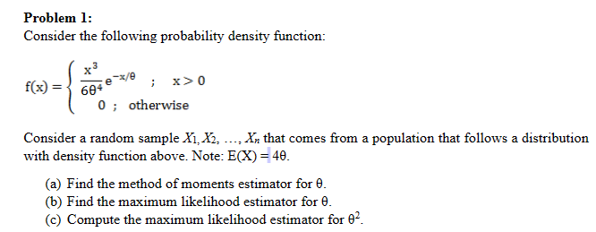 Solved Problem 1: Consider the following probability density | Chegg.com