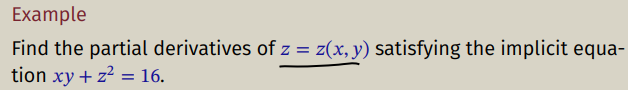 Solved Example Find the partial derivatives of \\( z=z(x, y) | Chegg.com
