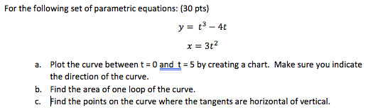 Solved For the following set of parametric equations: (30 | Chegg.com