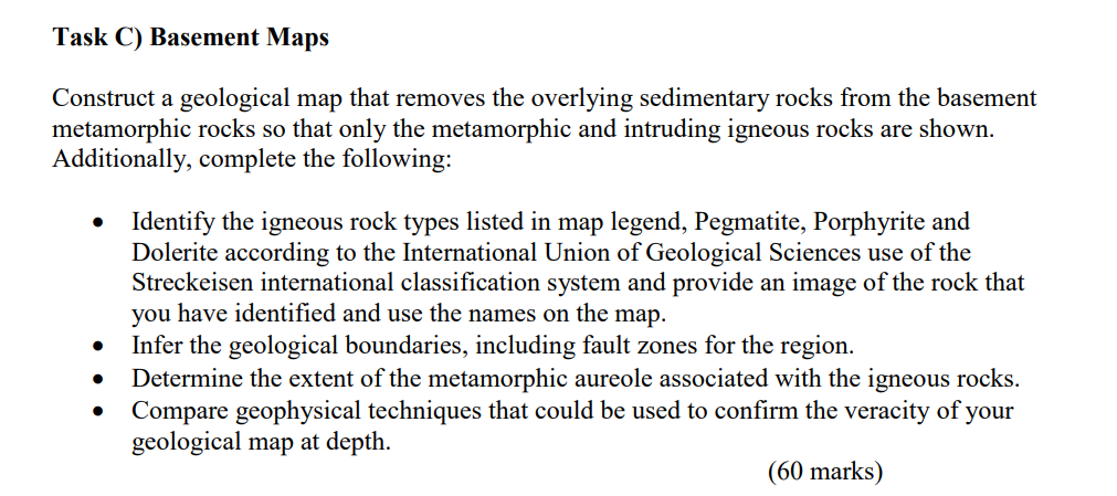 Task C) Basement Maps Construct a geological map that | Chegg.com