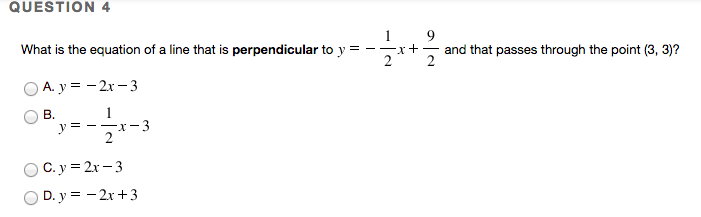 Solved What is the equation of a line that is perpendicular | Chegg.com