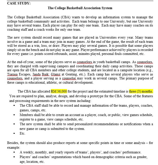 Solved CASE STUDY: The College Basketball Association System | Chegg.com
