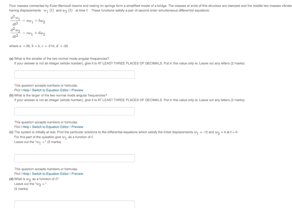 Solved Four masses connected by Euler-Bernoulli beams and | Chegg.com