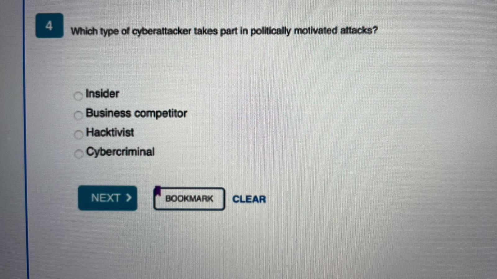 Solved Which type of cyberattacker takes part in politically | Chegg.com