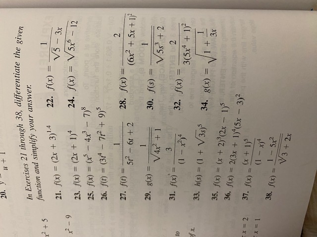 Solved In Exercises 21 through 38, differentiate the given | Chegg.com