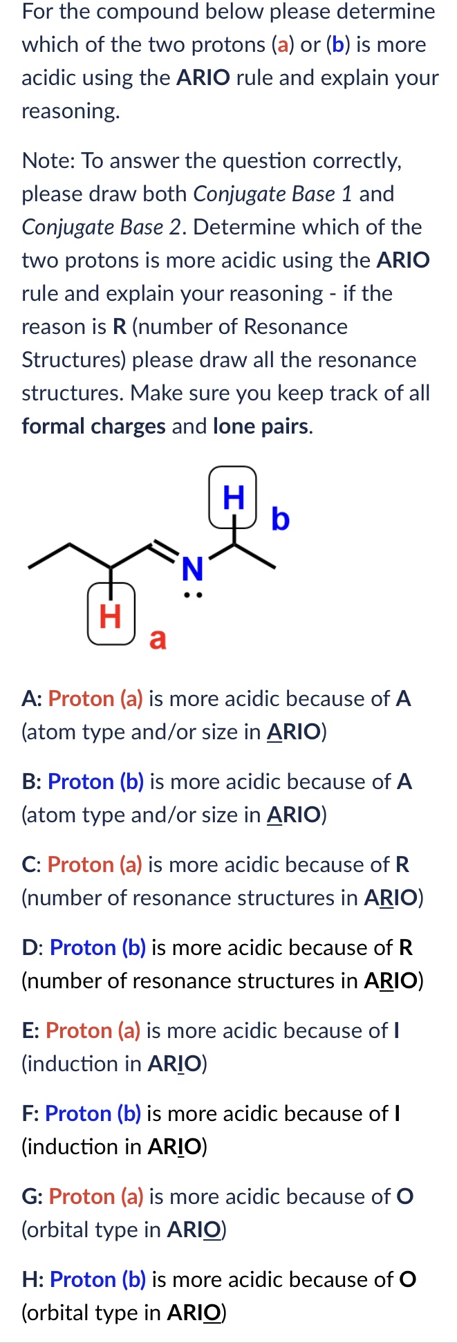 Solved For the compound below please determine which of the | Chegg.com