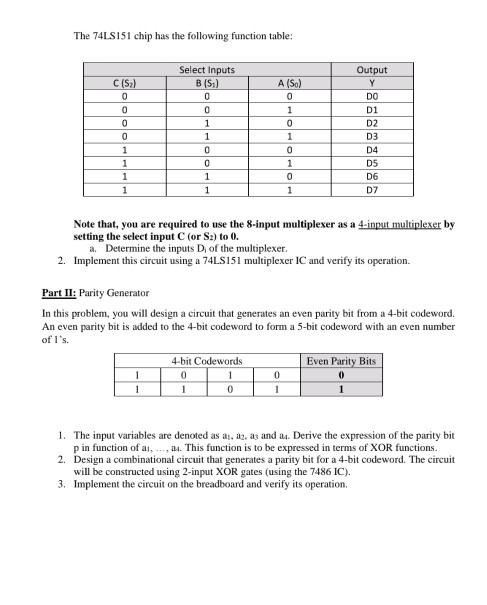 Solved Experiment #6: Multiplexers & Party Generators Part | Chegg.com