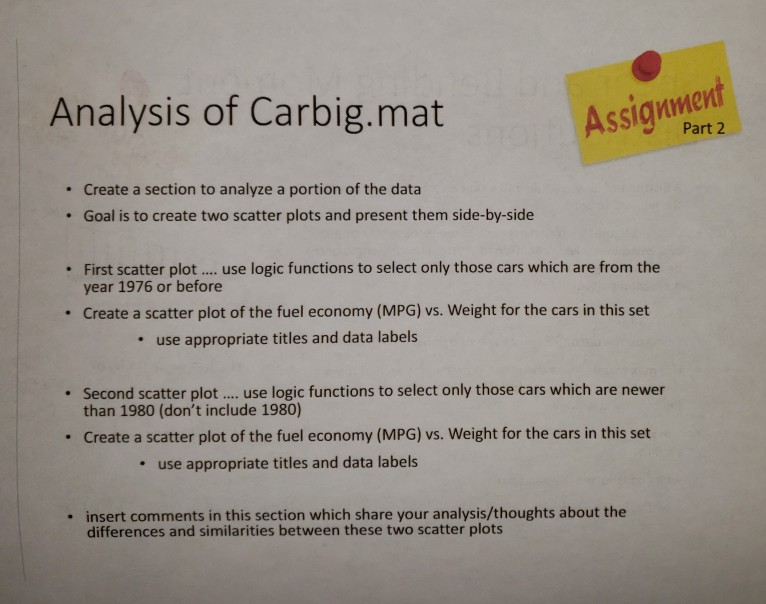Solved Analysis of Carbig.mat viol Assignment Part 2 • Write | Chegg.com
