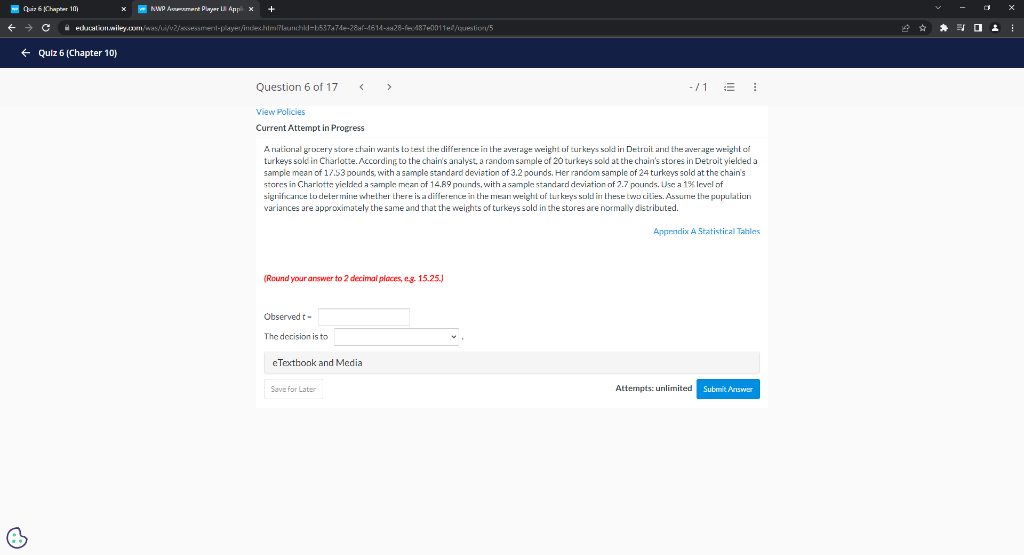 Solved Quiz 6 Chapter 10) C xNWP Anment Player App | Chegg.com