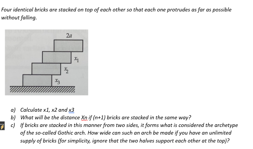 Solved Four identical bricks are stacked on top of each | Chegg.com