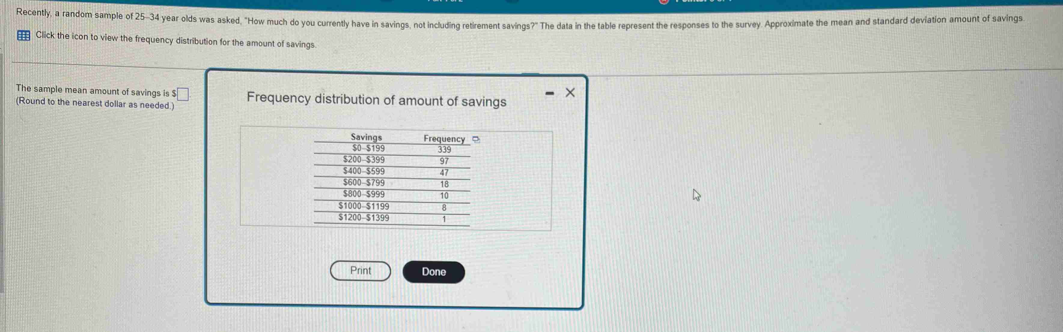 Solved Click the icon to view the frequency distribution for | Chegg.com