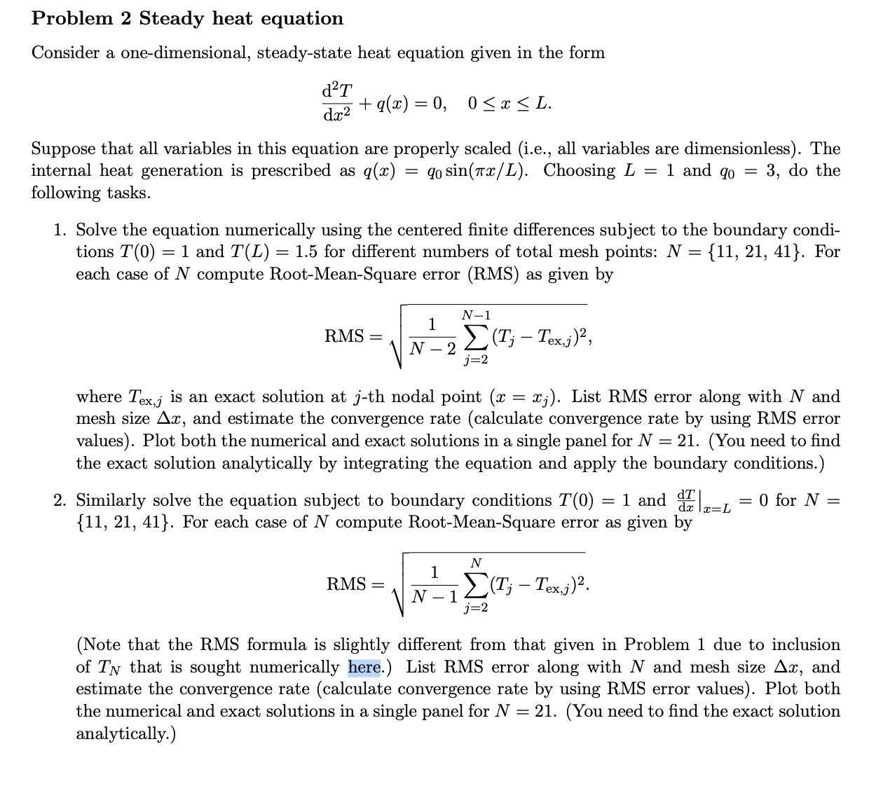 Solved Problem 2 Steady Heat Equation Consider A