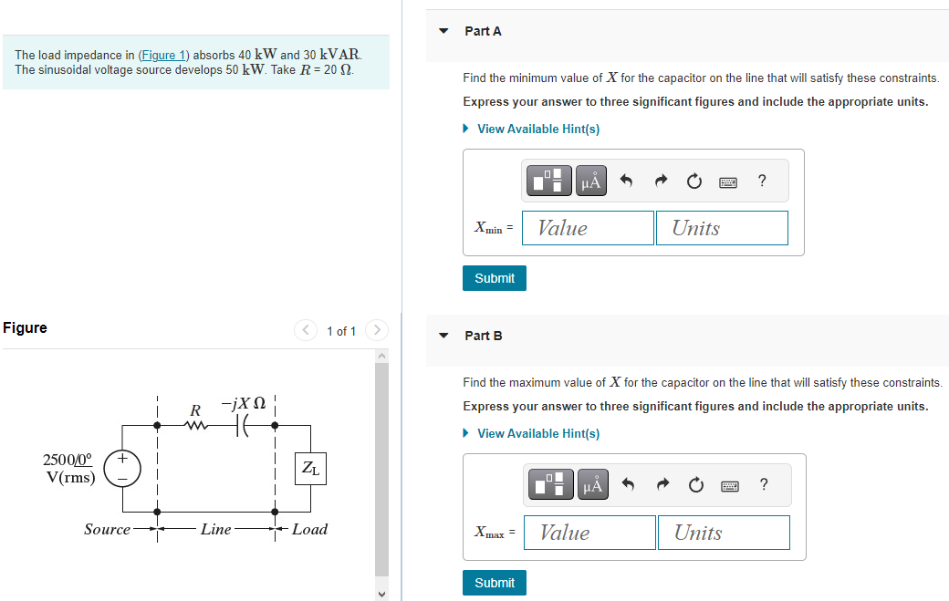 Solved The load impedance in (Figure 1) absorbs 40 kW and | Chegg.com