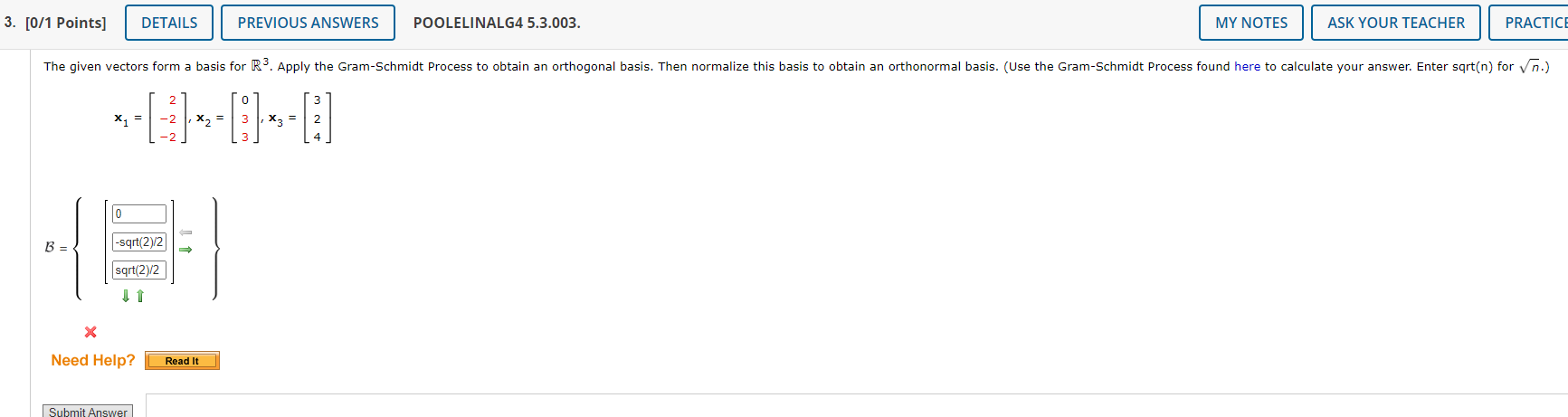 Solved 3. [0/1 Points) DETAILS PREVIOUS ANSWERS POOLELINALG4 | Chegg.com