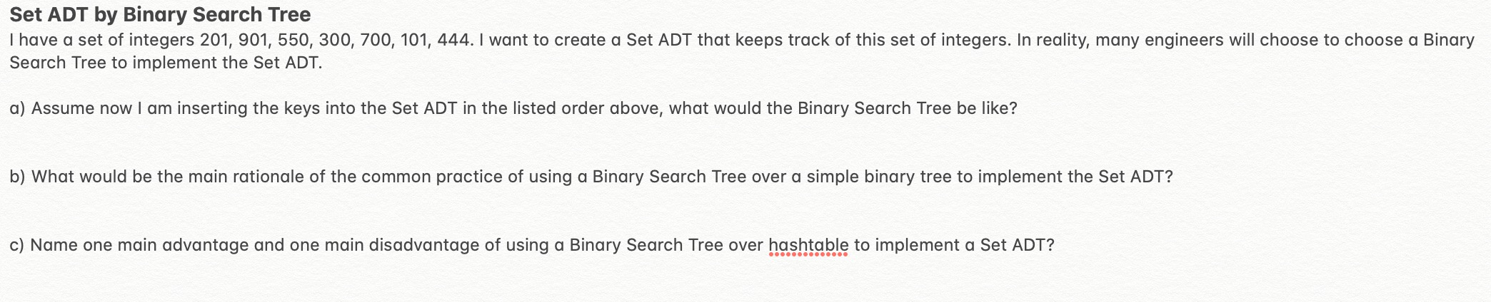 Solved Set Adt By Binary Search Tree Thave A Set Of Integers 