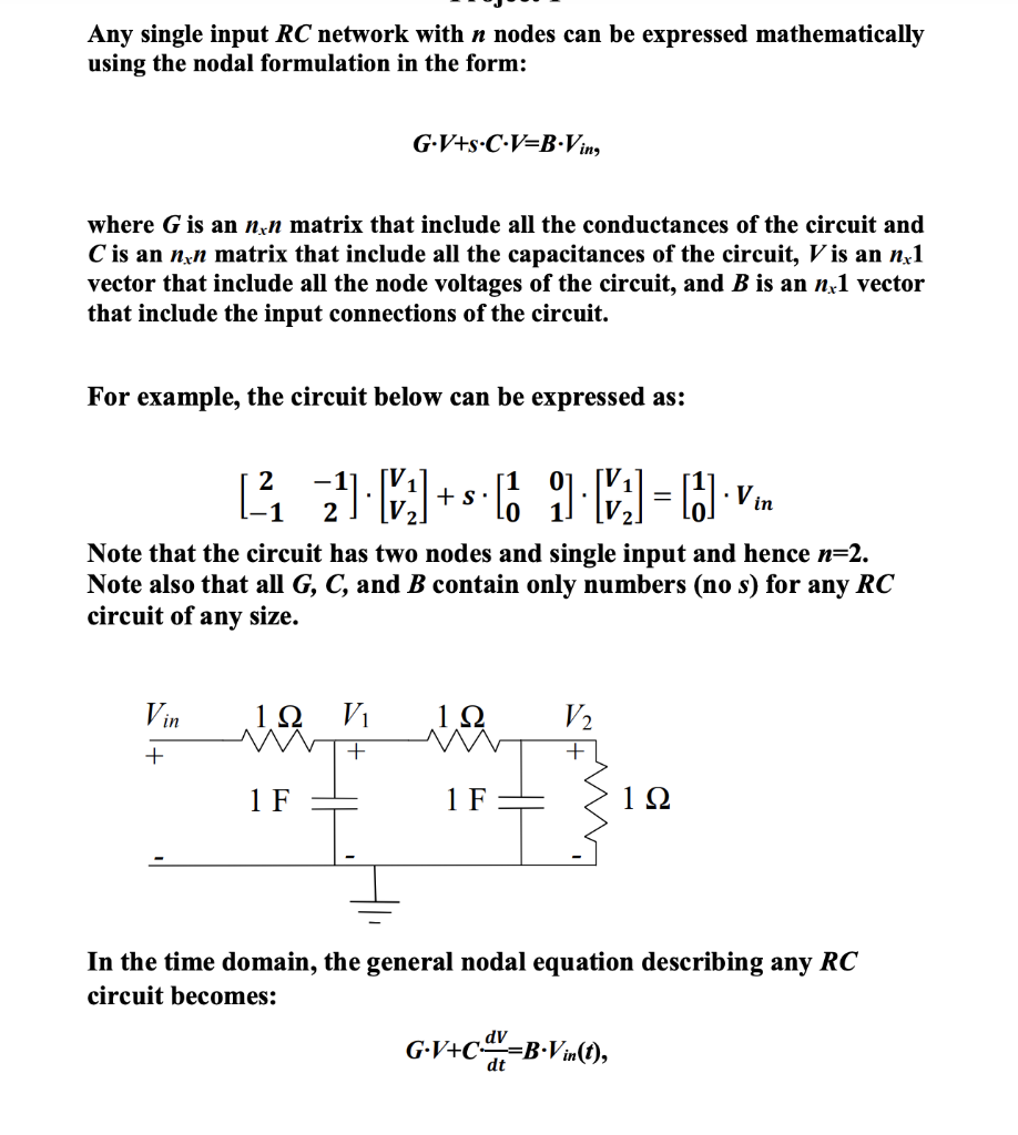 Any single input RC network with n nodes can be | Chegg.com