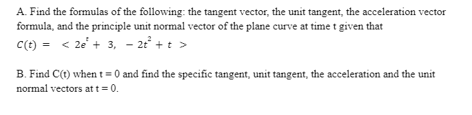 Solved A. Find the formulas of the following: the tangent | Chegg.com
