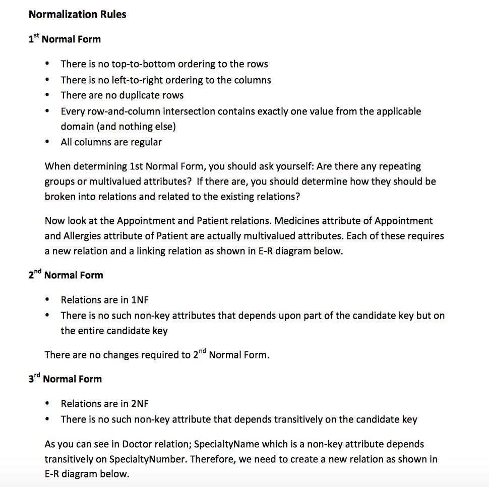 Solved Normalization Rules 1st Normal Form . 0 . There is no | Chegg.com