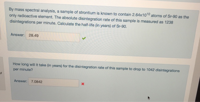 Solved By mass spectral analysis, a sample of strontium is | Chegg.com