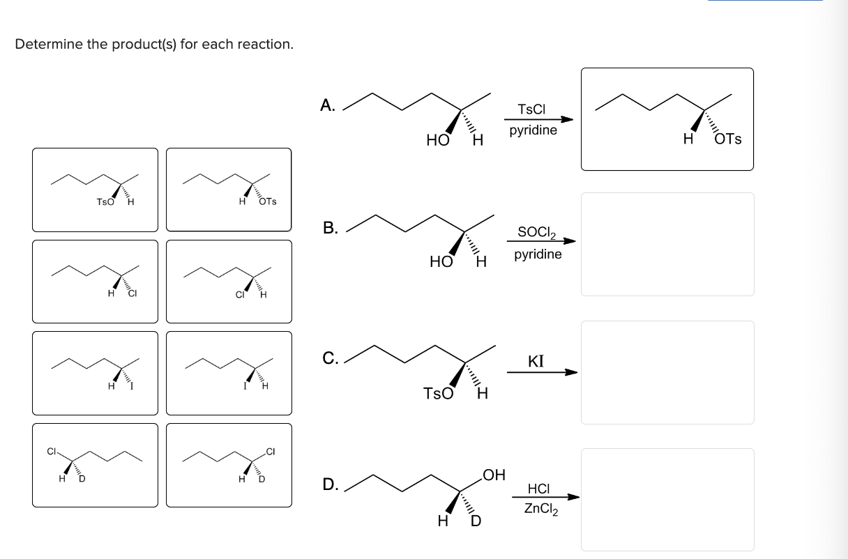 Solved Determine the product(s) ﻿for each reaction.A.B.c.D. | Chegg.com
