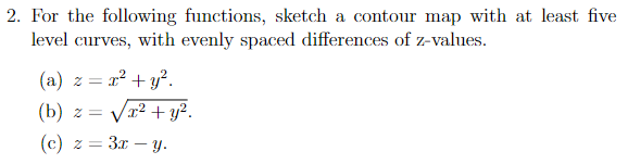 Solved 2. For the following functions, sketch a contour map | Chegg.com