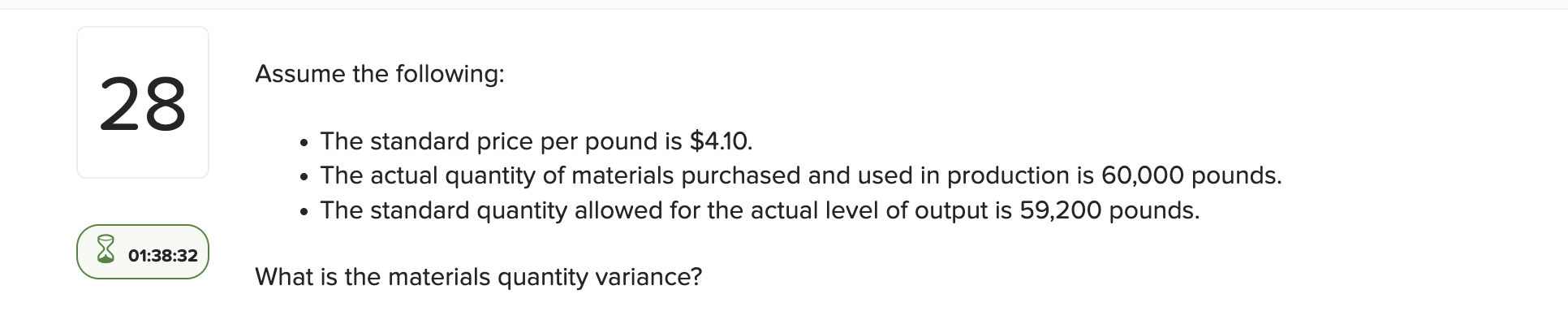 Solved Assume the following: - The standard price per pound | Chegg.com