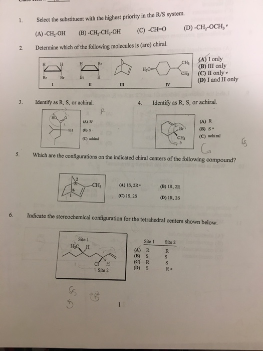 Solved 1. Select the substituent with the highest priority | Chegg.com