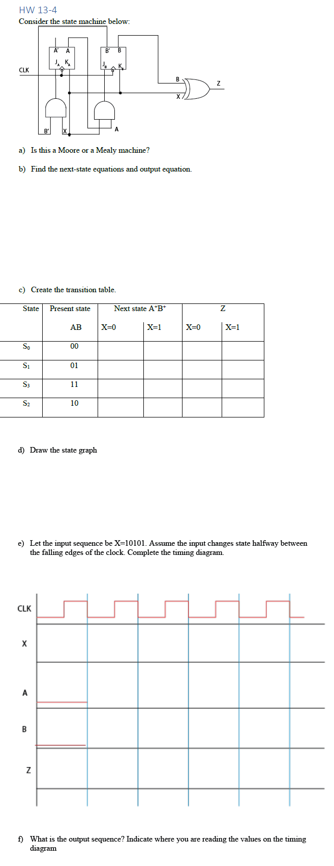 Solved Consider the state machine below: a) Is this a Moore | Chegg.com