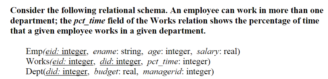Solved Consider the following relational schema. An employee | Chegg.com